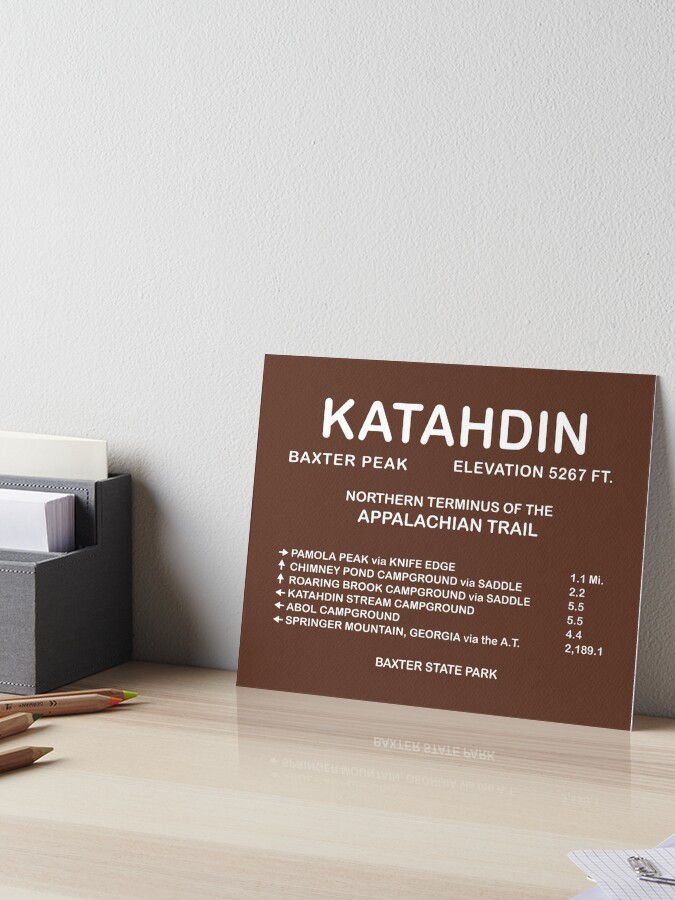 "Katahdin Summit Sign - Appalachian Trail" Art Board Print for Sale by ...