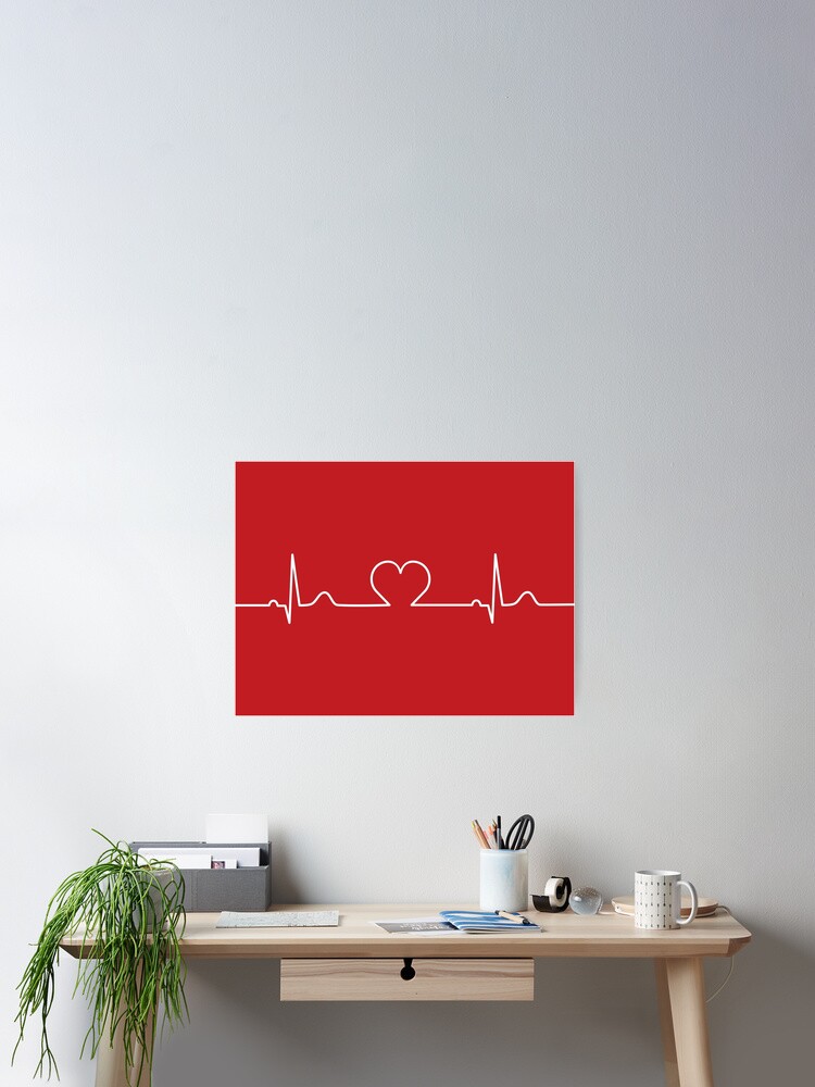 "Heartbeat line with heart in the middle. Normal electrocardiogram, EKG ...