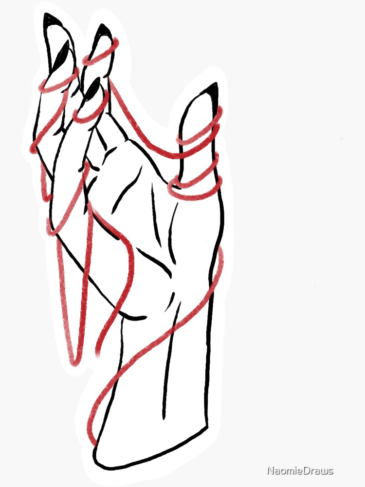 "red string of fate" Sticker for Sale by NaomieDraws | Redbubble
