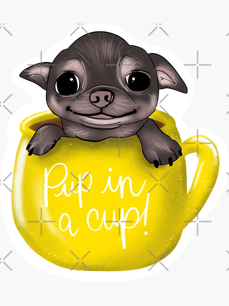 "Pup In A Cup. Cute Puppy Art." Sticker for Sale by DigitalCris | Redbubble