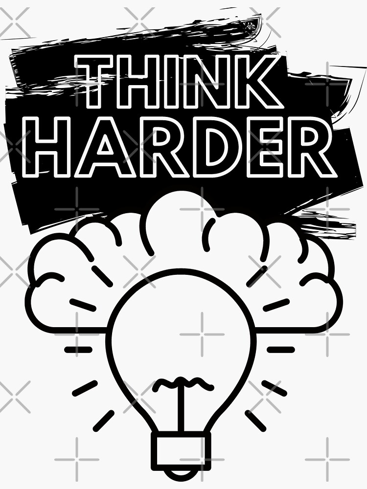 "Think Harder - brain and light bulb" Sticker for Sale by RIVEofficial ...