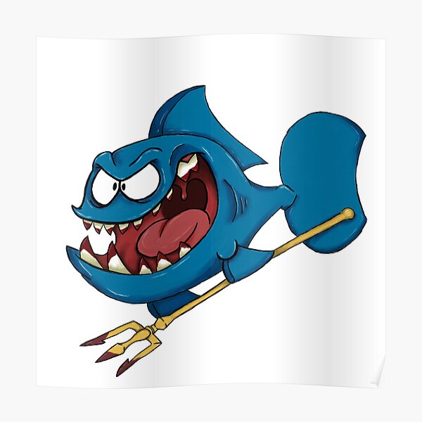 "Fish with Trident Design" Poster for Sale by EWarnerArt | Redbubble