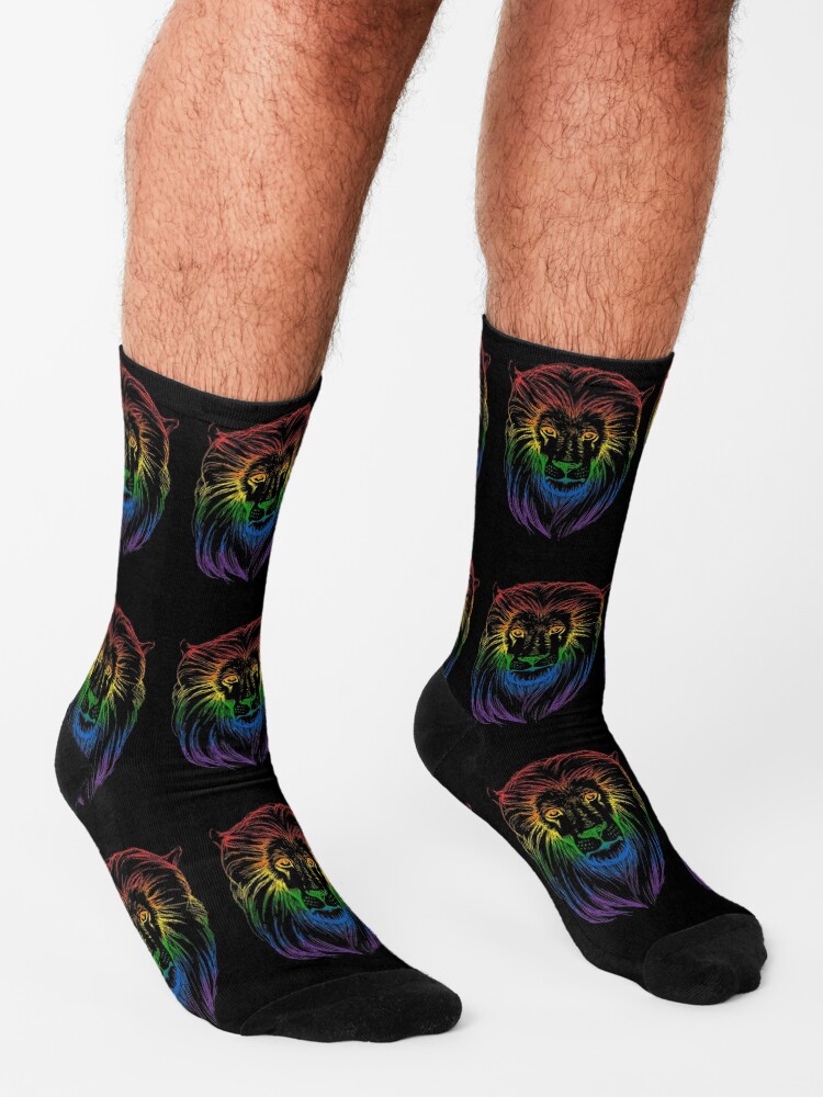 "Rainbow Lion Art" Socks for Sale by BardicCat | Redbubble