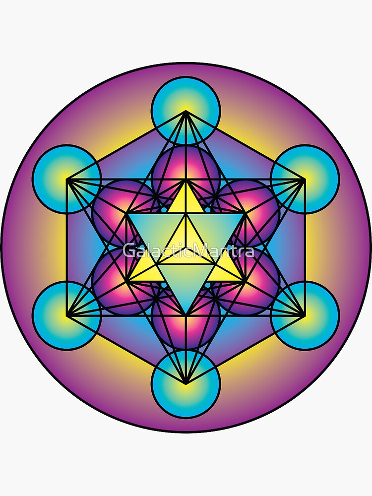 "Metatron's Cube Merkaba" Sticker by GalacticMantra | Redbubble