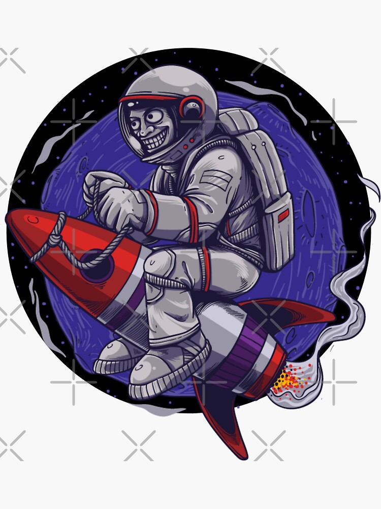 "Skeleton Astronaut Riding a Space Rocket" Sticker by KauzSL | Redbubble