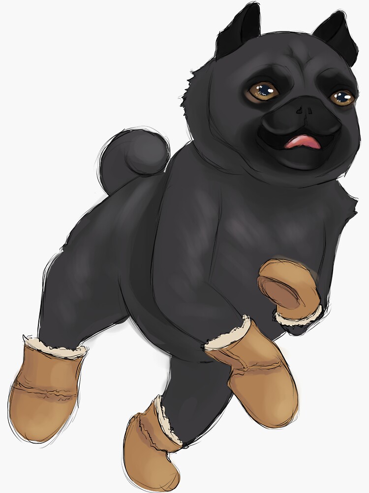 "Pug in Uggs" Sticker by jsola | Redbubble
