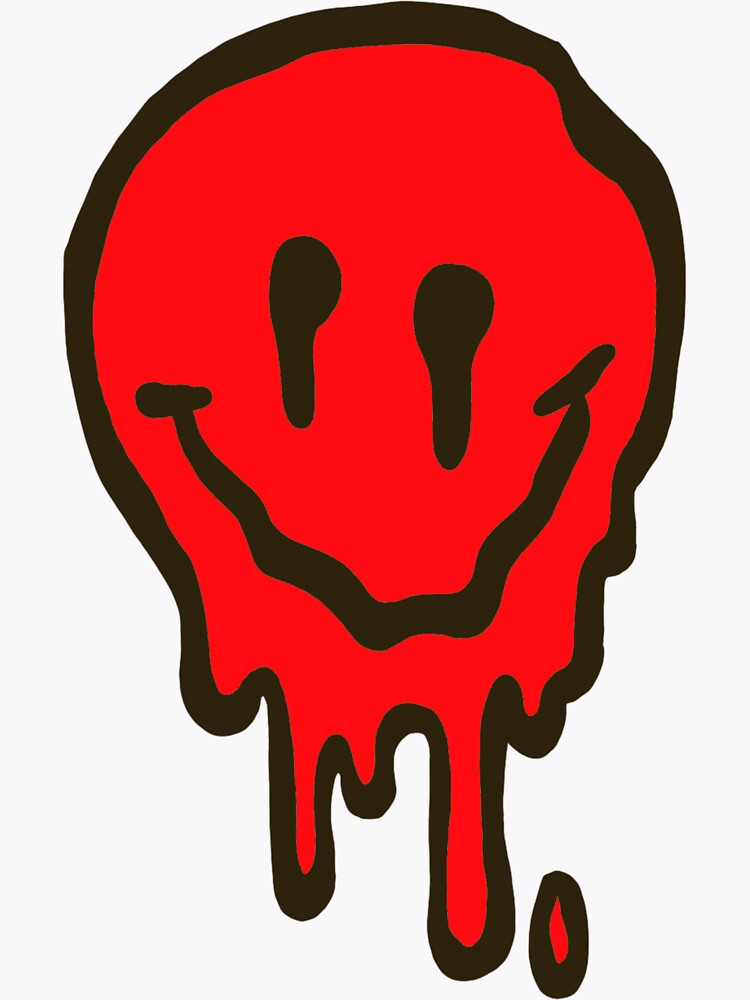 "Drippy Red Smiley" Sticker by PaisleyF1 | Redbubble