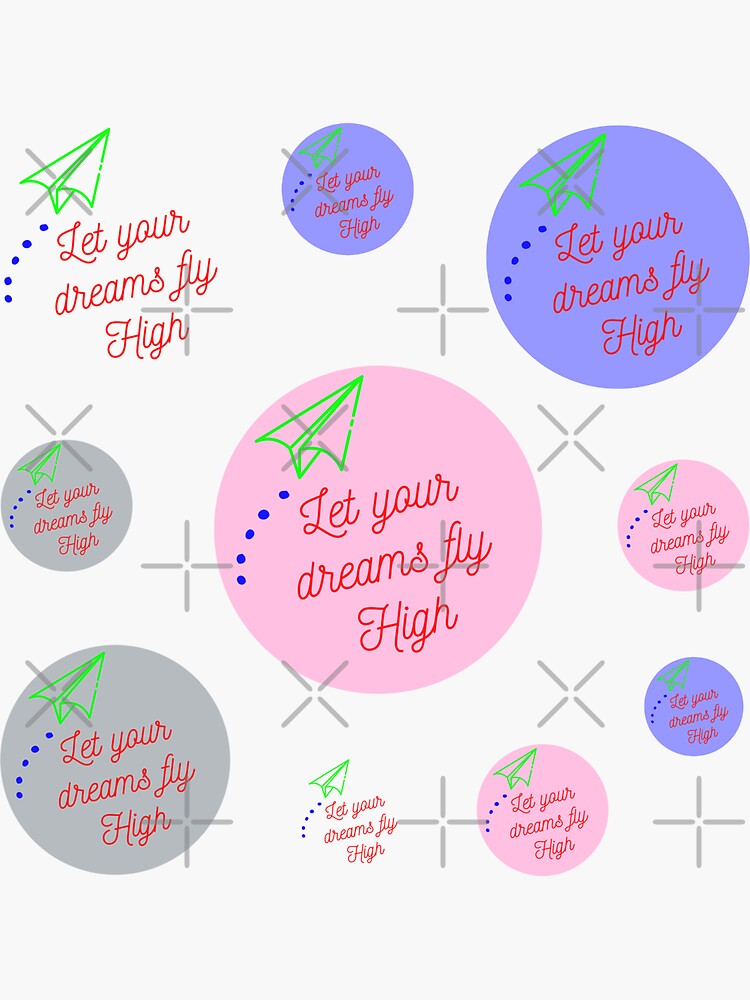 "Dreams Fly High Sticker Pack - Pale Pink, Purple & Grey Color" Sticker ...