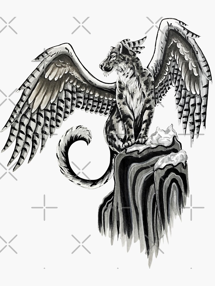 "Winged Snow Leopard" Sticker for Sale by Lady-Lilac | Redbubble