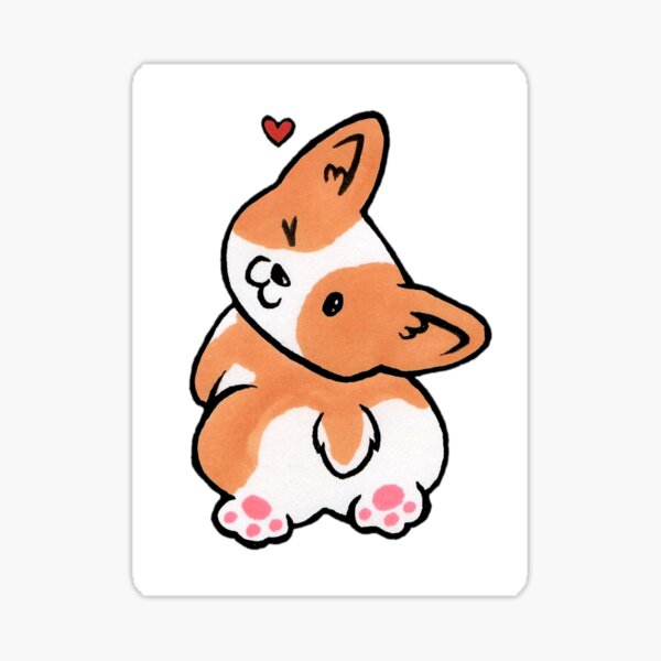 "Corgi winking heart sticker " Sticker for Sale by CleverCorgi | Redbubble