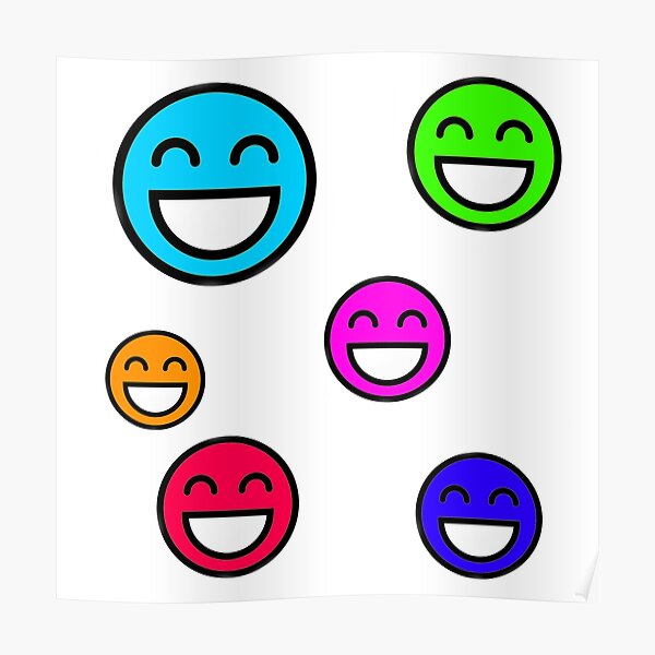 "cute simple multi colored smiley face sticker pack" Poster by ...