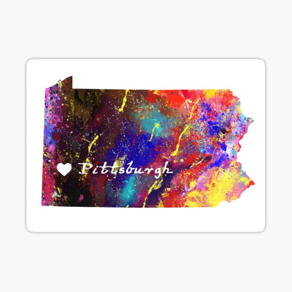 "Pittsburgh Love Heart Watercolor design map quote" Sticker for Sale by ...