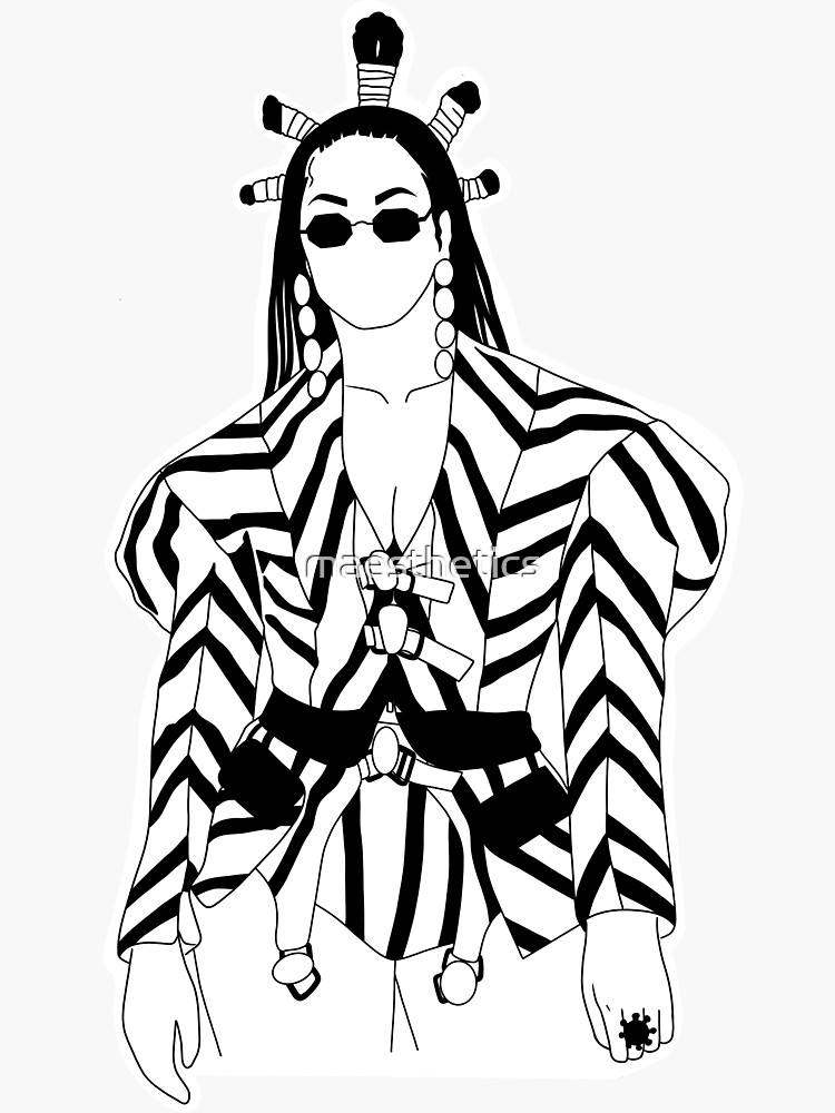 "Queen Bey ALREADY outfit(with stripes) -Saffron background" Sticker by ...