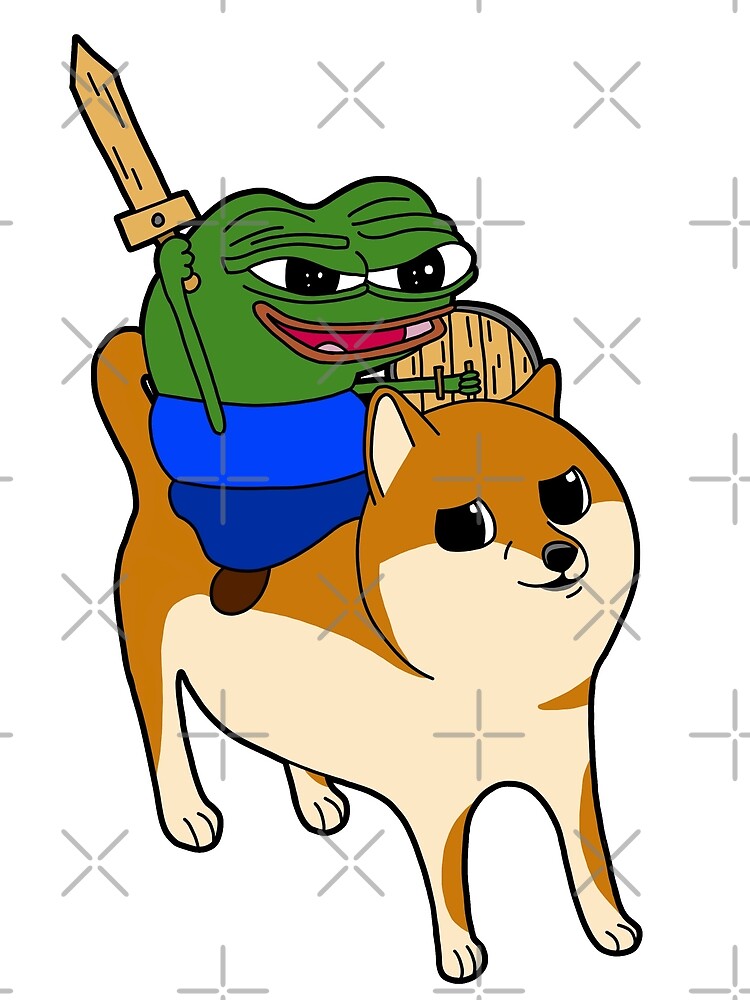 "Peepo riding Doge in glory to battle" Art Print by MrBigBadger | Redbubble