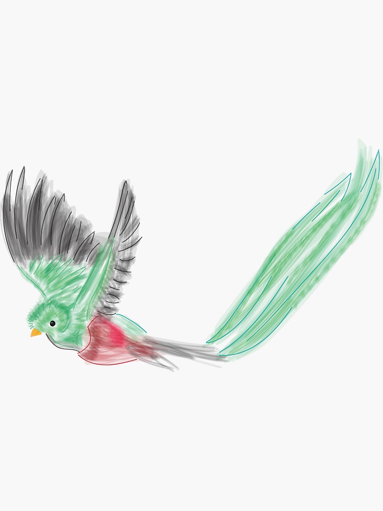 "Quetzal flying" Sticker by ByRachel | Redbubble