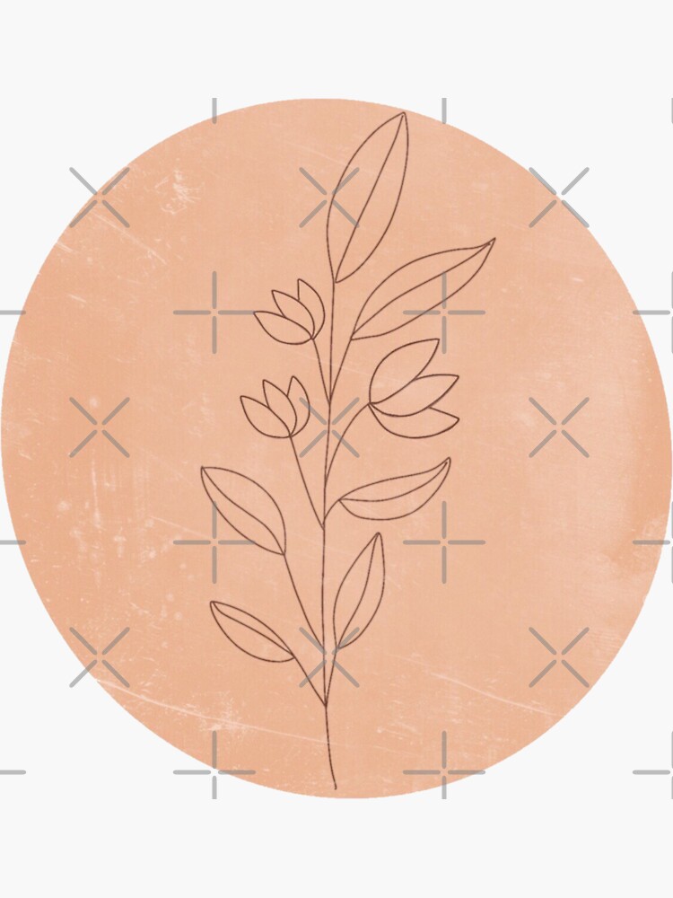 "Rustic Line Art Circle Flower Art " Sticker for Sale by Dollfacedesign ...