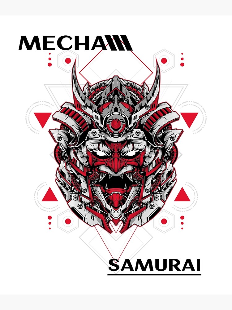 "Red Japanese Robot Samurai Mask" Poster by Wachi-A | Redbubble