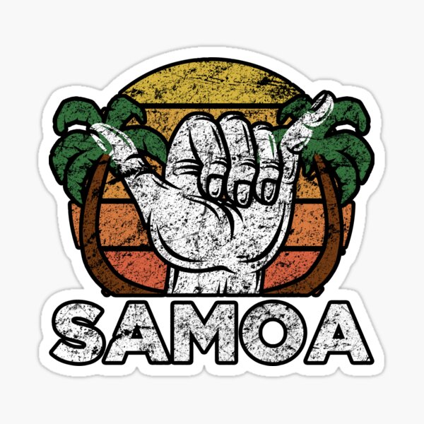 "Vintage Shaka Samoa Samoan Beach Sunset Surfer " Sticker for Sale by ...