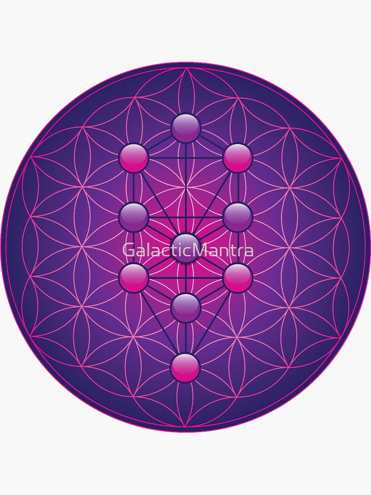 "Tree of Life on Flower of Life " Sticker for Sale by GalacticMantra ...