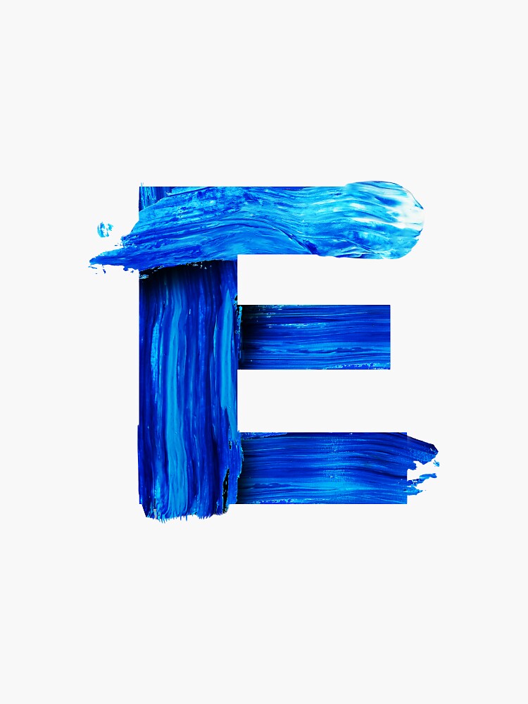 Pegatina «Letra E pintada de acuarela azul» de Trassia | Redbubble