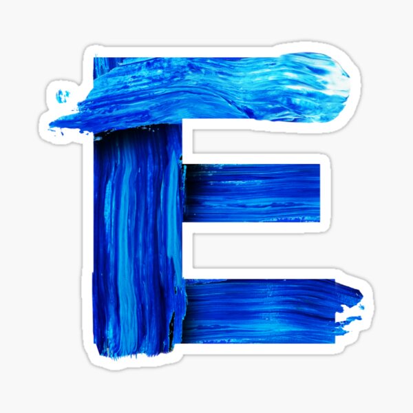 "Blue watercolor painted letter E" Sticker by Trassia | Redbubble