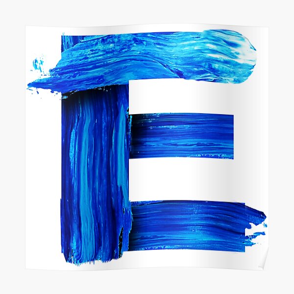 Póster «Letra E pintada de acuarela azul» de Trassia | Redbubble