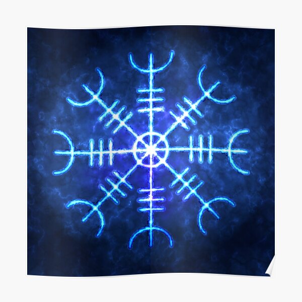 "Helm of Awe Sigil, Icelandic Magical Stave Wrought in Ice Fire" Poster ...