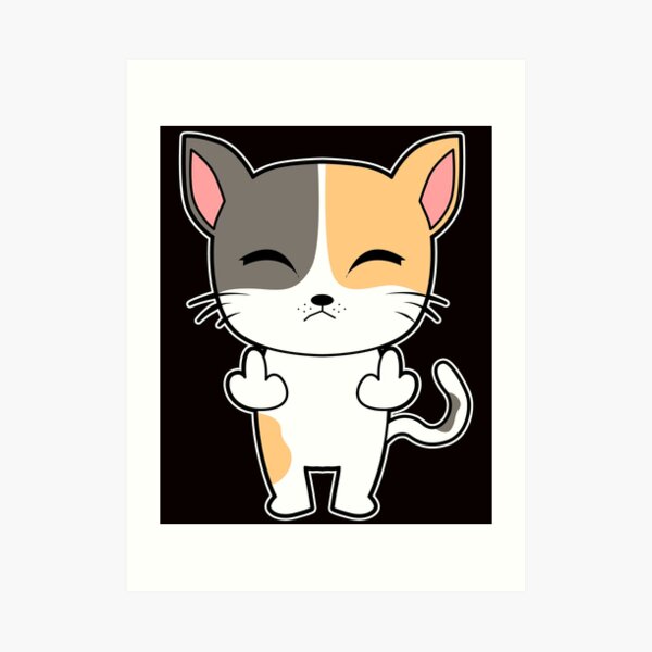 "Baby cat cute middle finger" Art Print for Sale by Imutobi | Redbubble