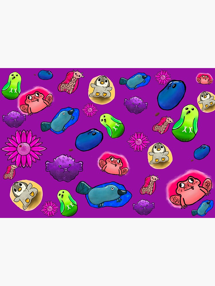 "Cute one color animals purple background " Sticker for Sale by ...