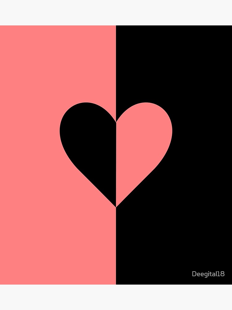 "Half-hearted: Pink and black heart inverted colours" Poster for Sale ...