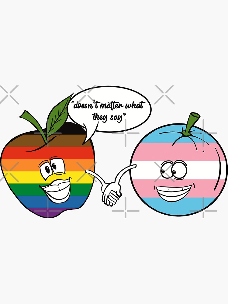 "Comparing apples and oranges- gay and trans flag" Sticker for Sale by ...