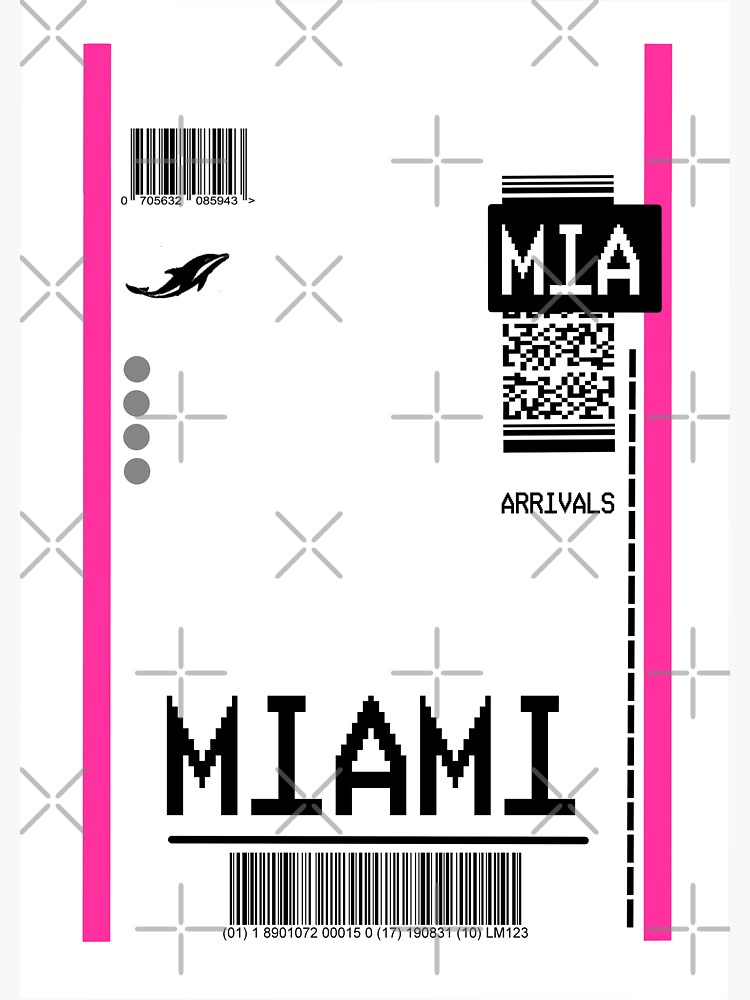 "MIAMI PLANE TICKET AIRPORT TAG" Sticker for Sale by Glossypop | Redbubble
