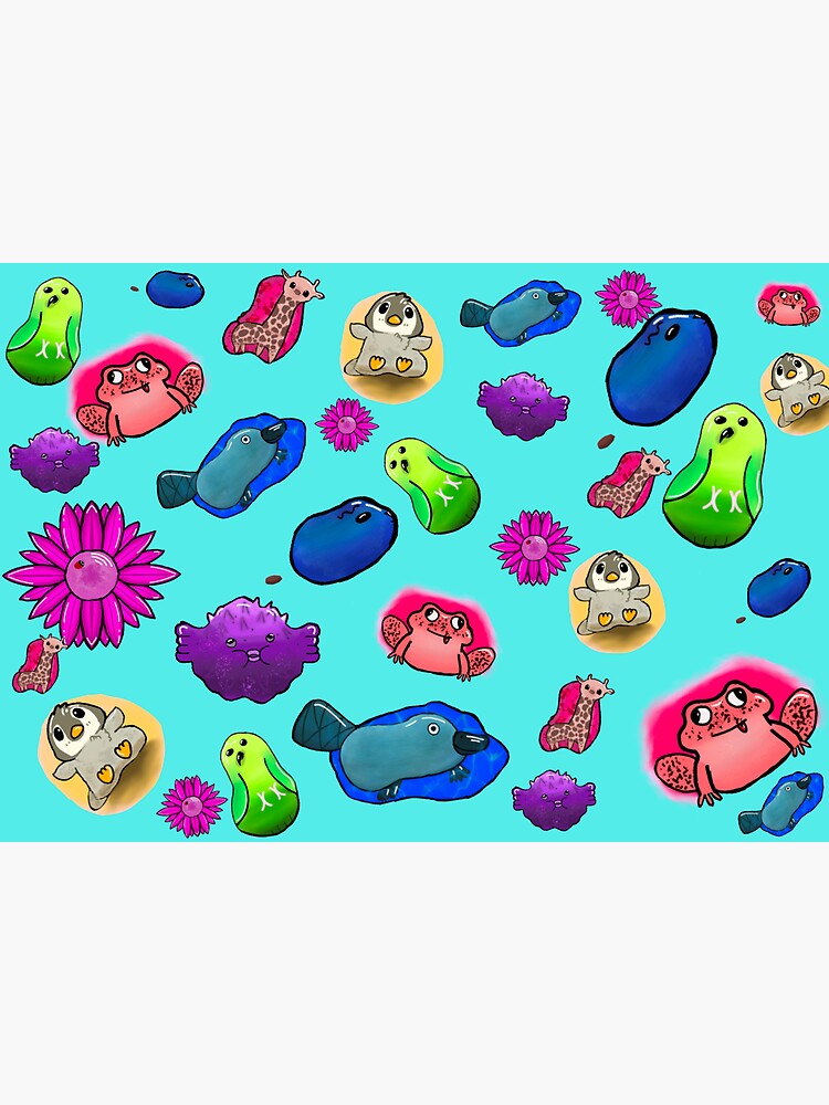 "Cute one color animals teal background " Sticker for Sale by LilyWily ...