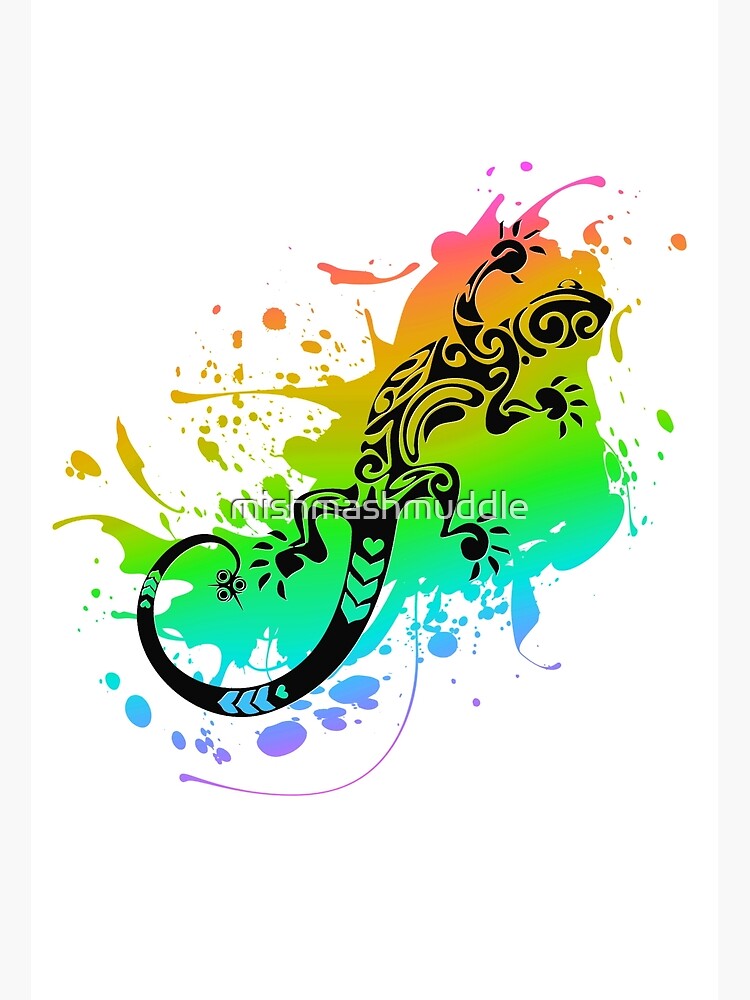 "Rainbow Gecko Splatter" Poster by mishmashmuddle | Redbubble