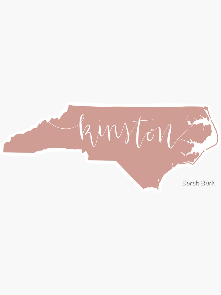 "Kinston North Carolina State Outline Calligraphy" Sticker by ...