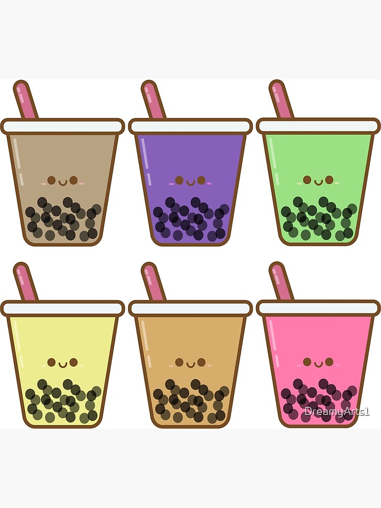 "Cute Pastel Boba Bubble Tea Designs, Cute Tea Designs" Metal Print by ...