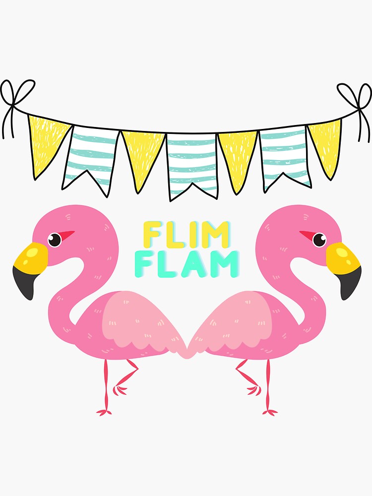 "FLIMFLAM FLAMINGO PARTY" Sticker for Sale by garhoud | Redbubble