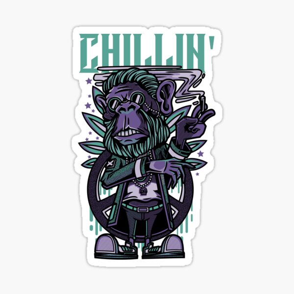 "Hippie monkey chillin" Sticker for Sale by CretuDiana | Redbubble