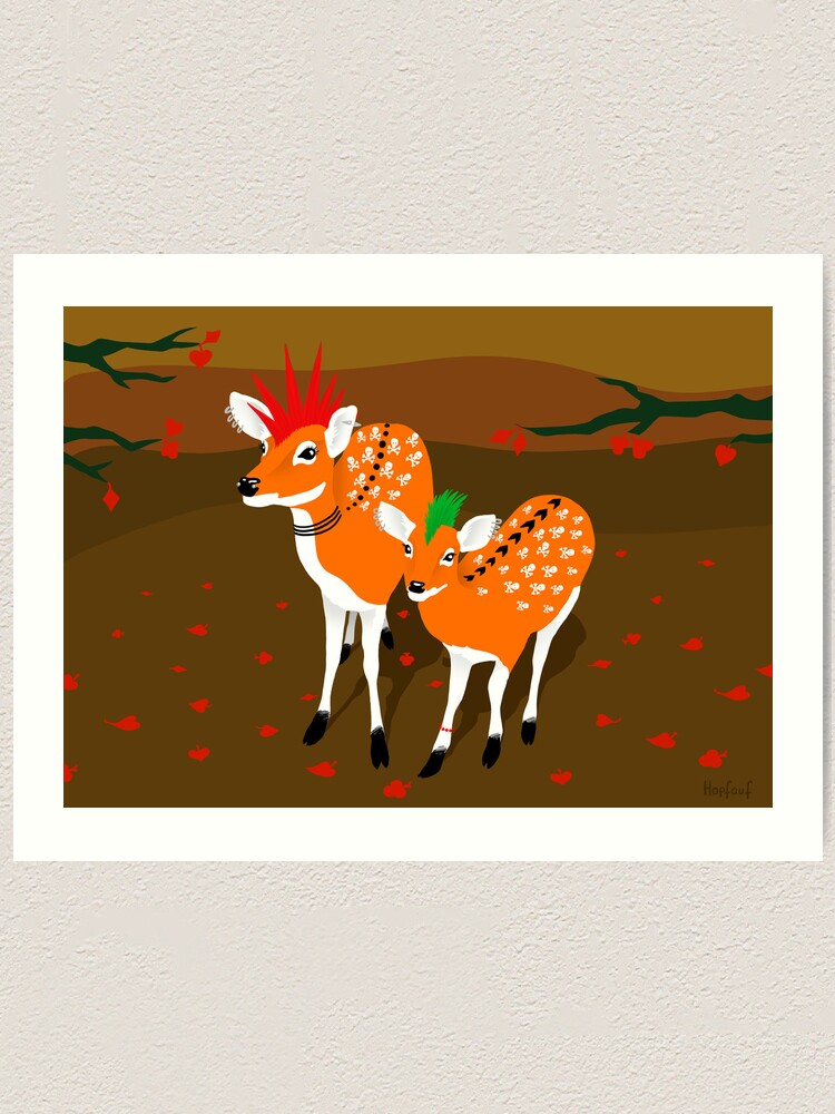 "punk deer with skull tattoo" Art Print for Sale by Kopfzirkus | Redbubble