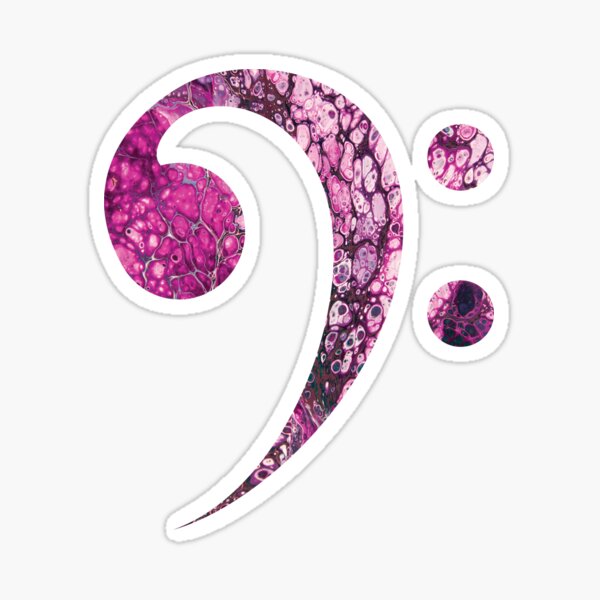 "Pink Laced Cell Bass Treble Clef" Sticker for Sale by ChailynStudios ...