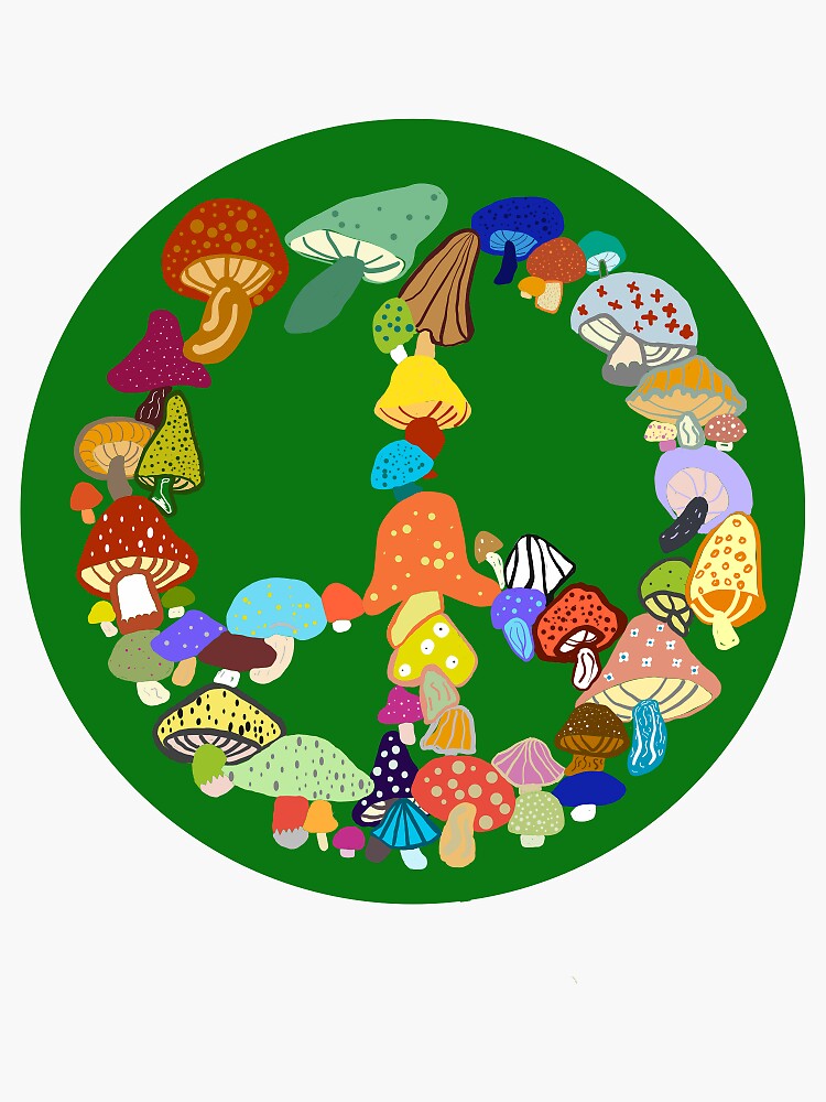 "Mushroom Peace Sign" Sticker for Sale by ScribblyWigglyJ | Redbubble