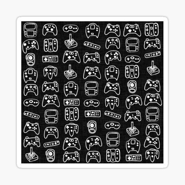 "Black and White Retro Video Game Controllers" Sticker by SakuraSkies ...