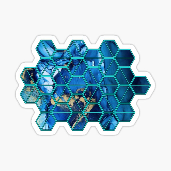 "Blue and turquoise hexagonal tiles" Sticker for Sale by Arkandria | Redbubble