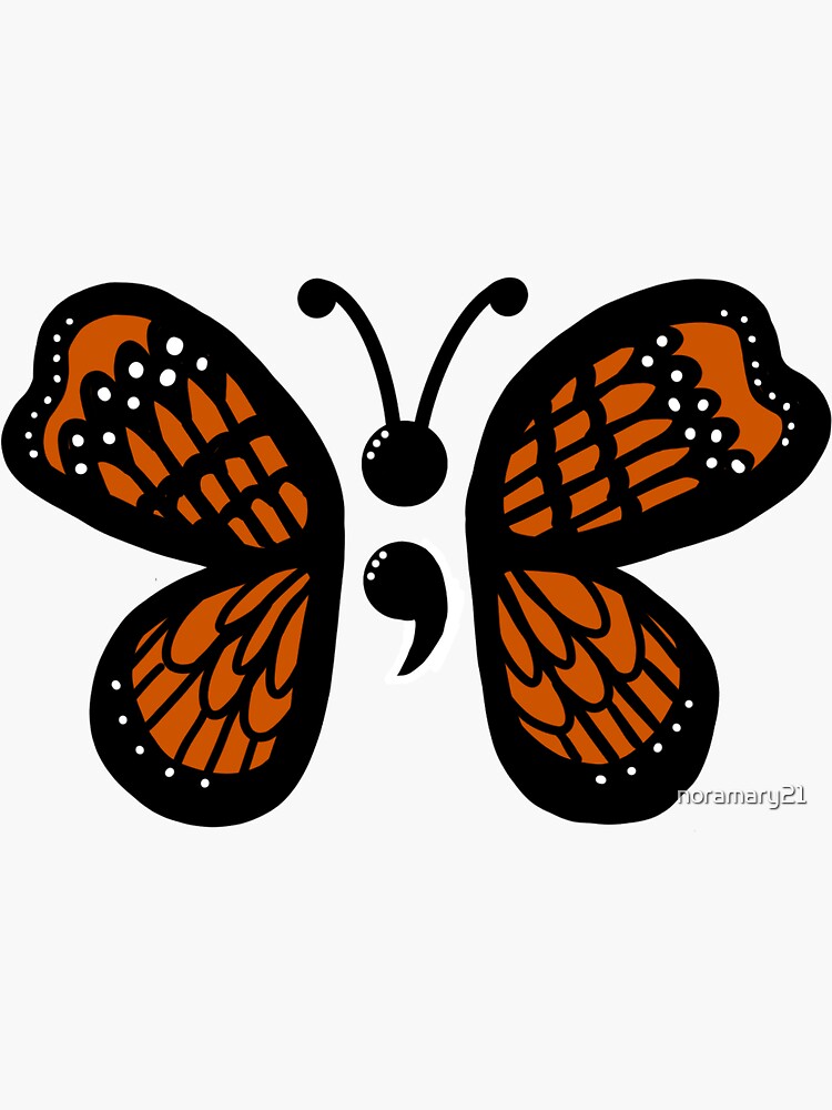 "Semi Colon Butterfly" Sticker for Sale by noramary21 | Redbubble