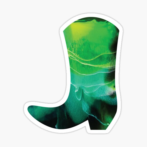 "Green and Teal Boot Silhouette Fluid Art" Sticker for Sale by ...