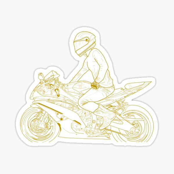 "Hand Drawn Motorcycle Biker (Gold)" Sticker for Sale by tioriginals ...