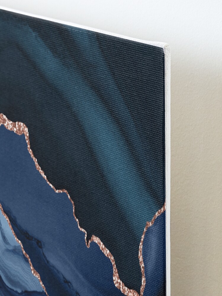 "Navy Blue Rose Gold Agate Geode" Mounted Print for Sale by ...