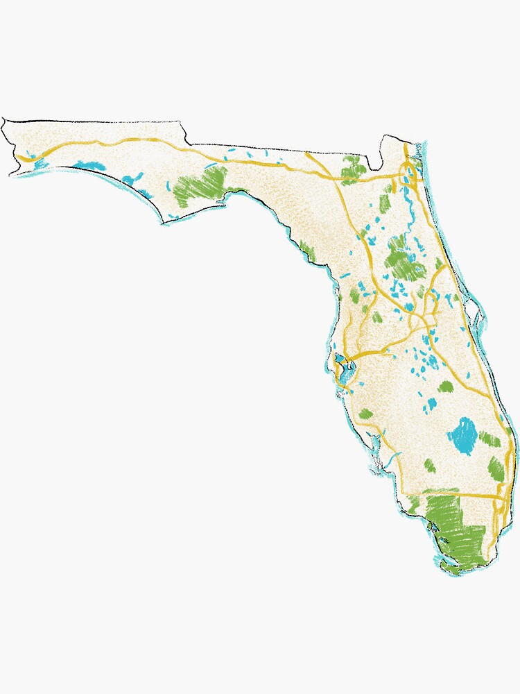 "Florida Local Sketch Map" Sticker for Sale by prismocosmo | Redbubble