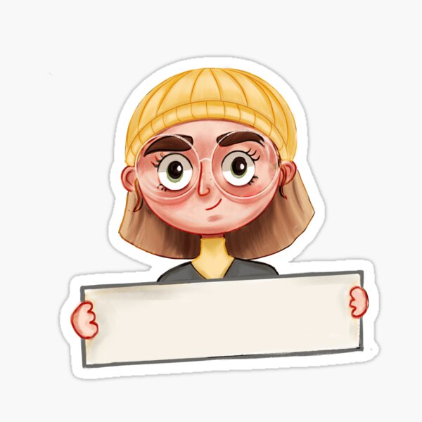 "Girl holding sign" Sticker by Tildakampman | Redbubble