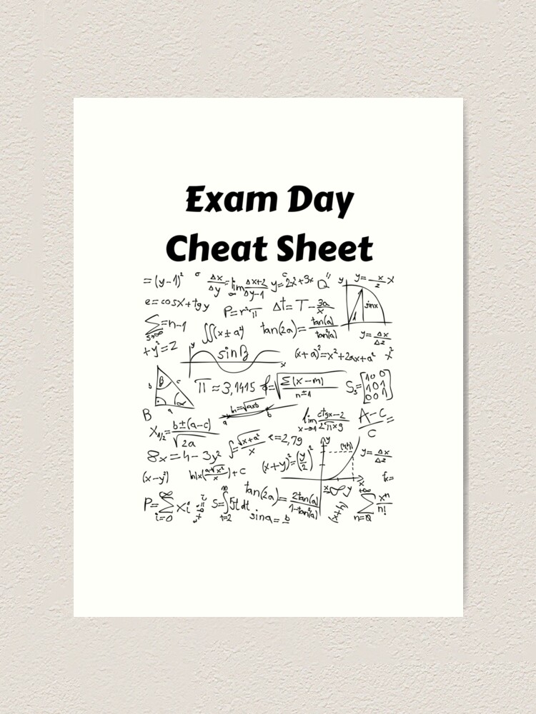 "Exam Day Cheat Sheet" Art Print for Sale by Breesprints | Redbubble